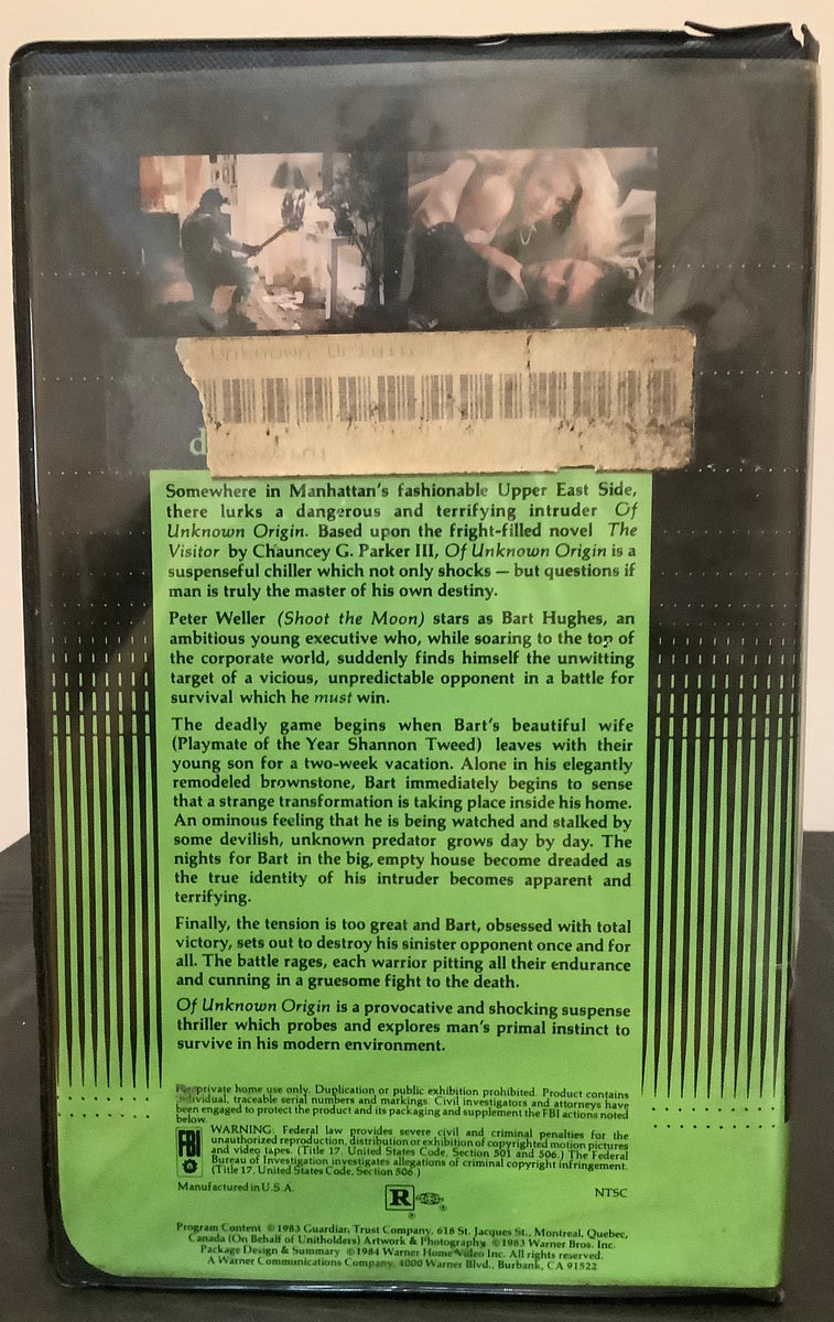 Of Unknown Origin (Clamshell) VHS ***See Note*** – Orbit DVD